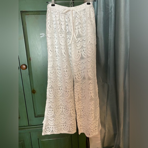 Alexa & Stella | Swim | Alexa Stella Split Leg White Lacy Beach Pant ...